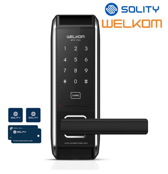 Solity WTS700 Non-Drilling Digital Door Lock with 4 Card Keys ...